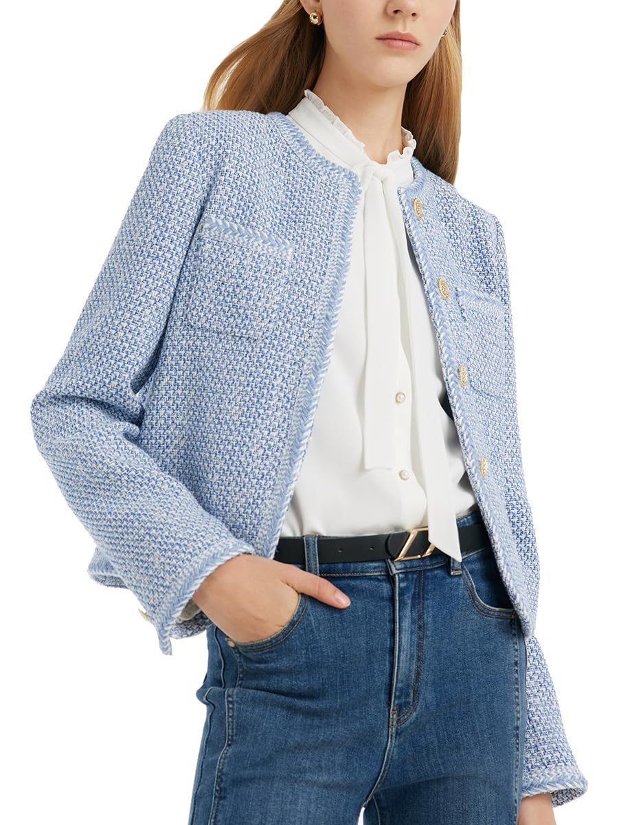 GOELIA Tweed Blazers for Women Work Business Casual, Knit Blazer ...