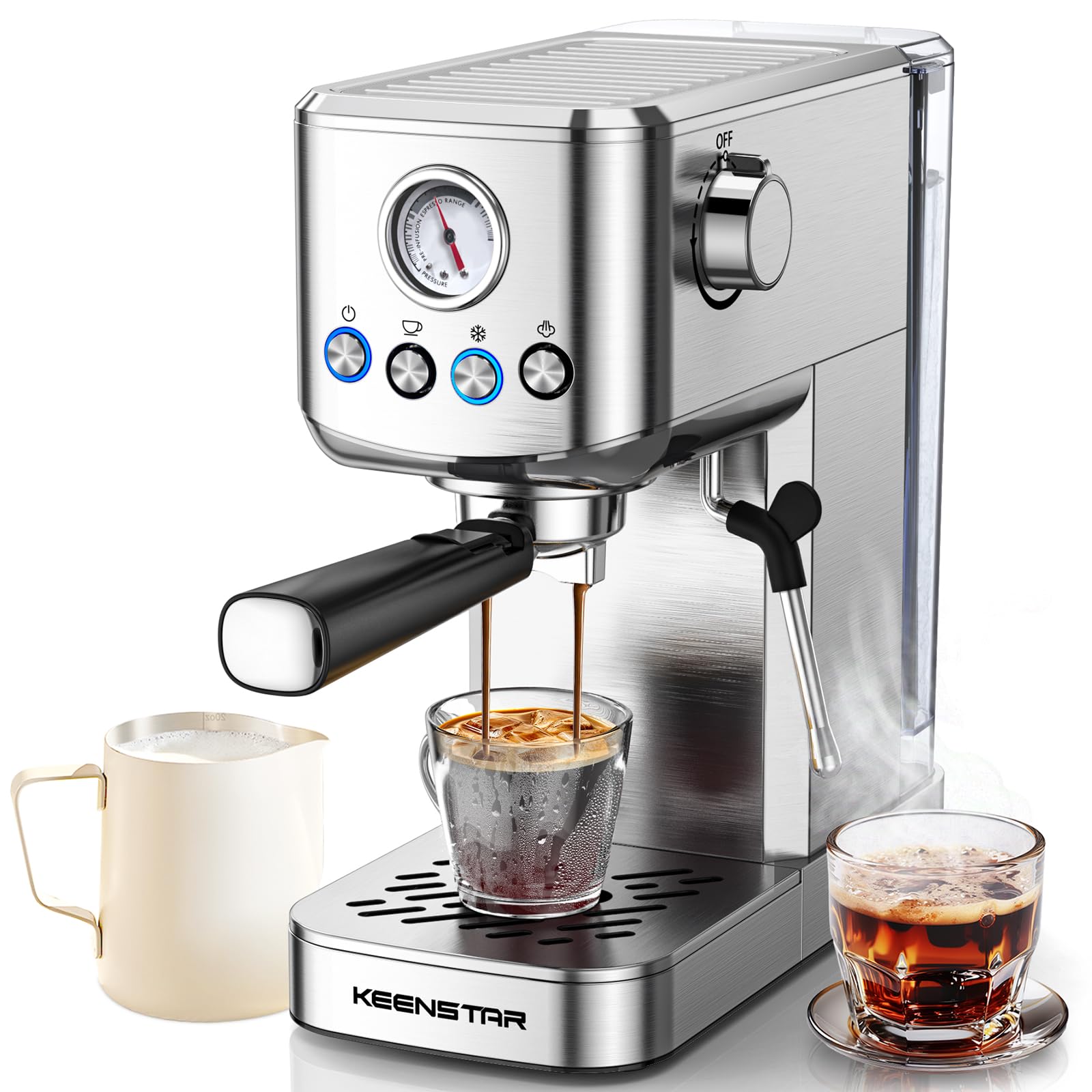 KEENSTAR Espresso Machine, 20 Bar Cold Brew Espresso Maker with Milk ...