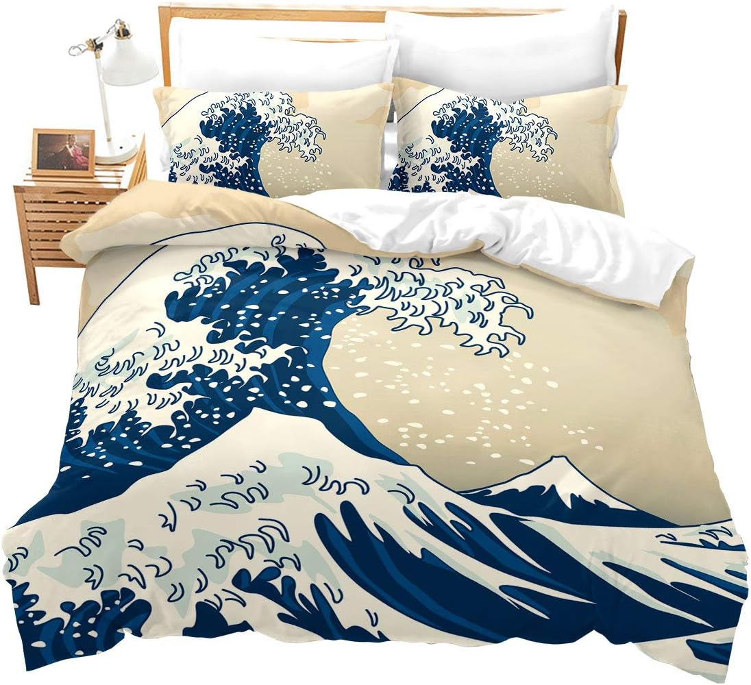 Amazon.com: Wave Duvet Cover Set, Sea Ocean Waves Nautical Bedding Set ...