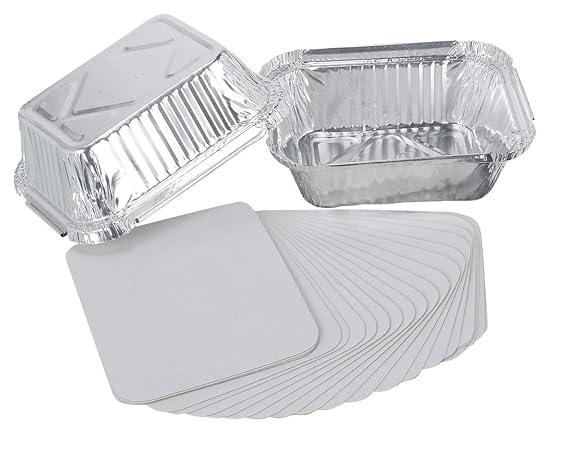 P.A. Disposable Aluminum Silver Foil Container with Lid for Food ...