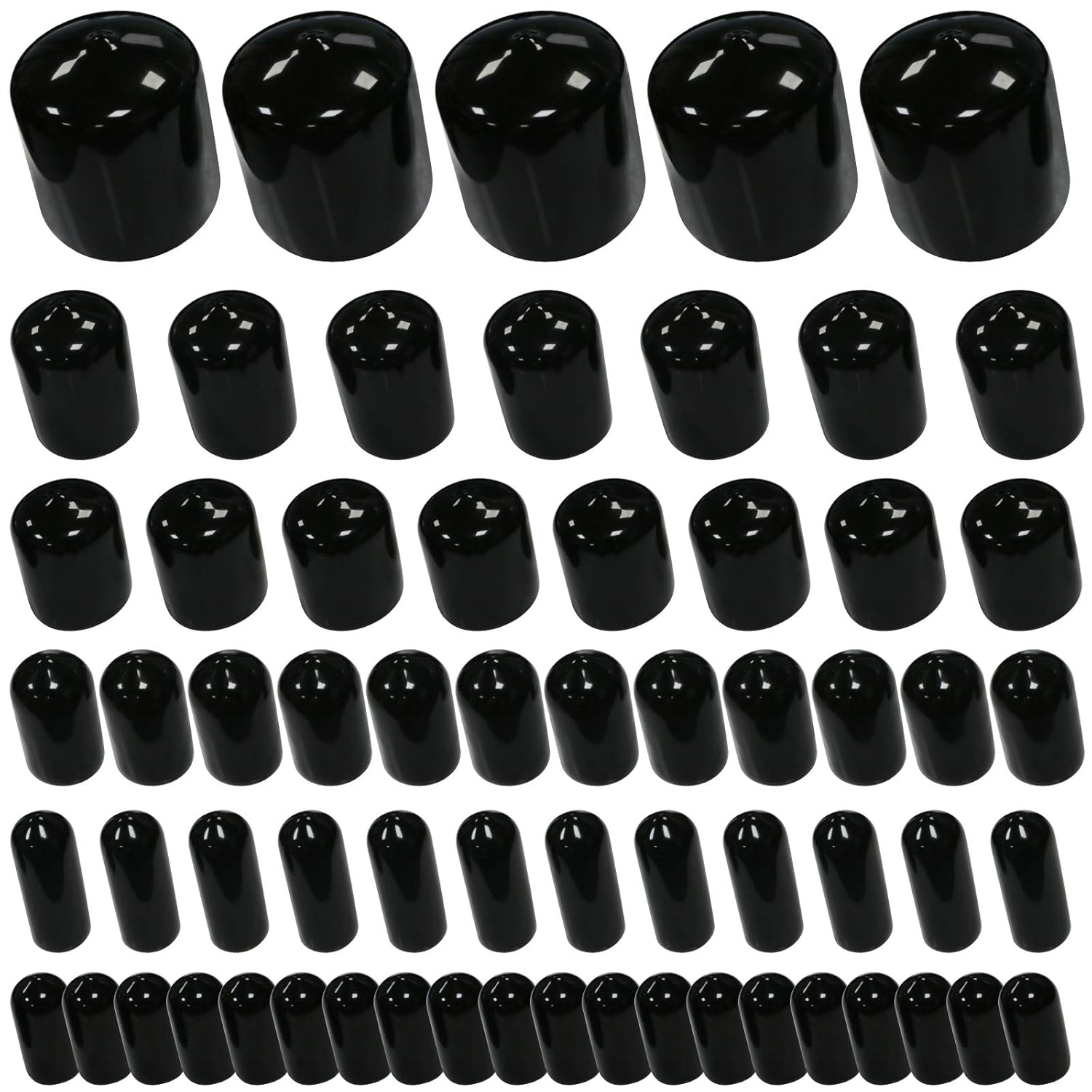 Mardatt 64Pcs 6 Sizes Black Rubber Bolt Screw Thread Protector Cover ...