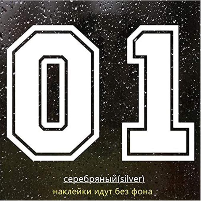 Stickers 15 * 20cm Number 01 Silver/black Reflective Waterproof Funny ...