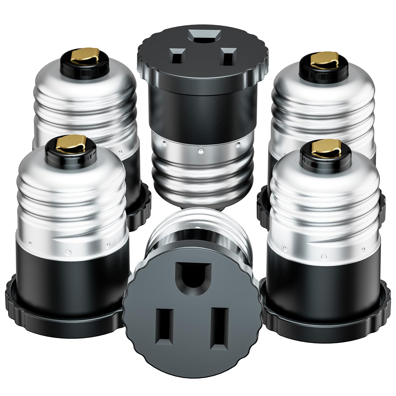 6 Pack, Light Socket to Plug Adapter, Light Bulb Socket Convert to ...