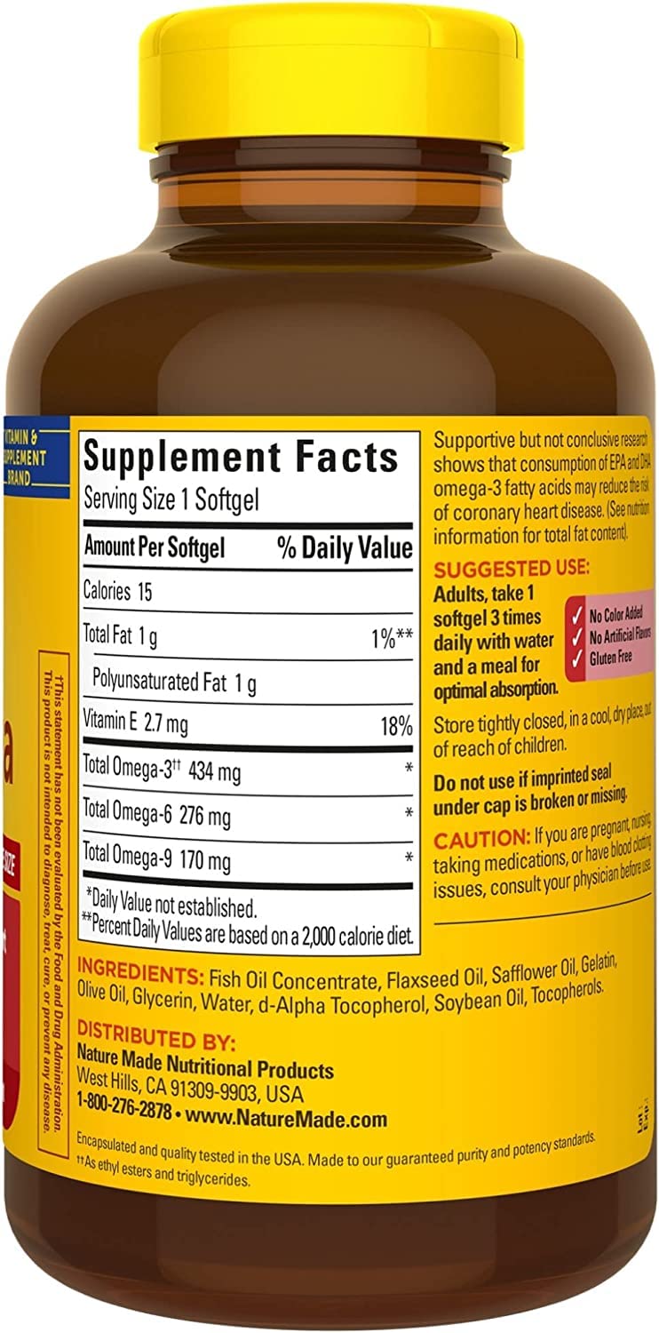 Mua Nature Made Triple Omega 3 6 9, Fish Oil as Ethyl Esters and Plant-Based Oil170 Softgels, 85 ...
