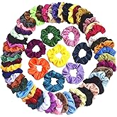 Amazon.com : Mcupper 60 Pcs Hair Scrunchies Velvet Elastic Hair Bands Scrunchy Hair Ties Ropes ...