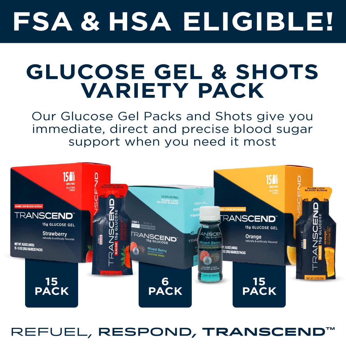 Mua Transcend Fast Acting Glucose Variety Pack - Assorted Flavors - FSA ...