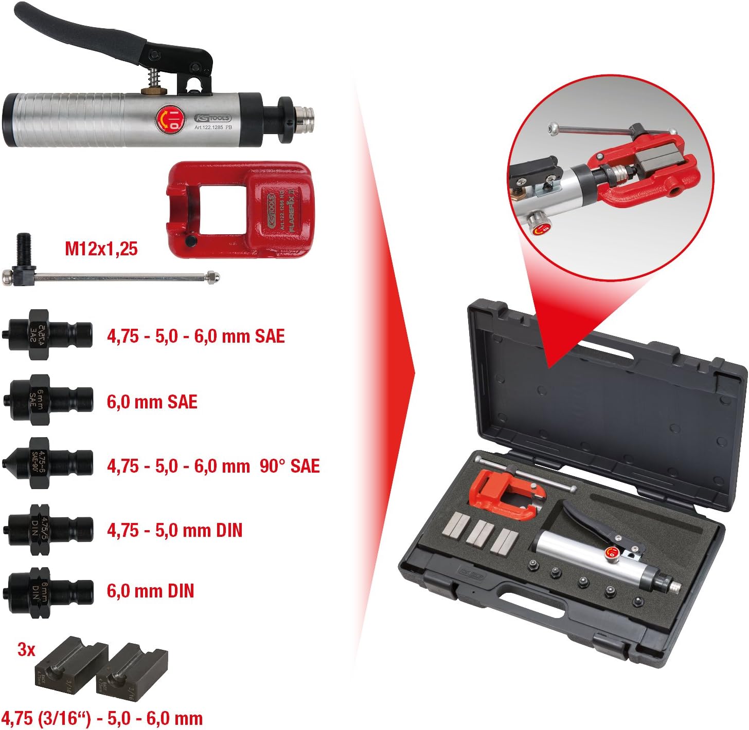 KS Tools 122.1260 Universal brake flaring tool set, 11 pcsFlarefix II ...