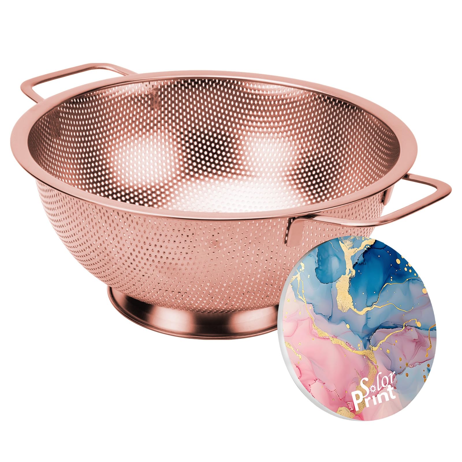 Solorprint Colander with Coaster, 3 Quart Stainless Steel Pasta Rice ...