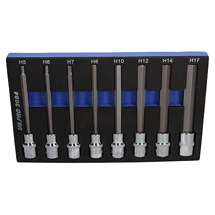 1/2" Drive Allen Hex Key Sockets Extra Long 140mm 5mm - 17mm 8pc Set ...