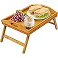 Amazon.com - Bamboo Bed Tray Table with Foldable Legs, Breakfast Tray for Sofa, Bed, Eating ...