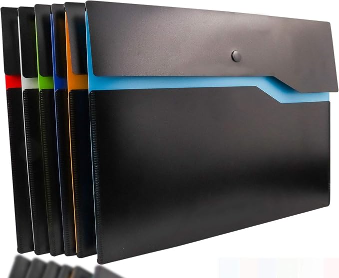 MotBach 6 Pack Black Plastic Folders, Plastic Envelope Poly Filing ...