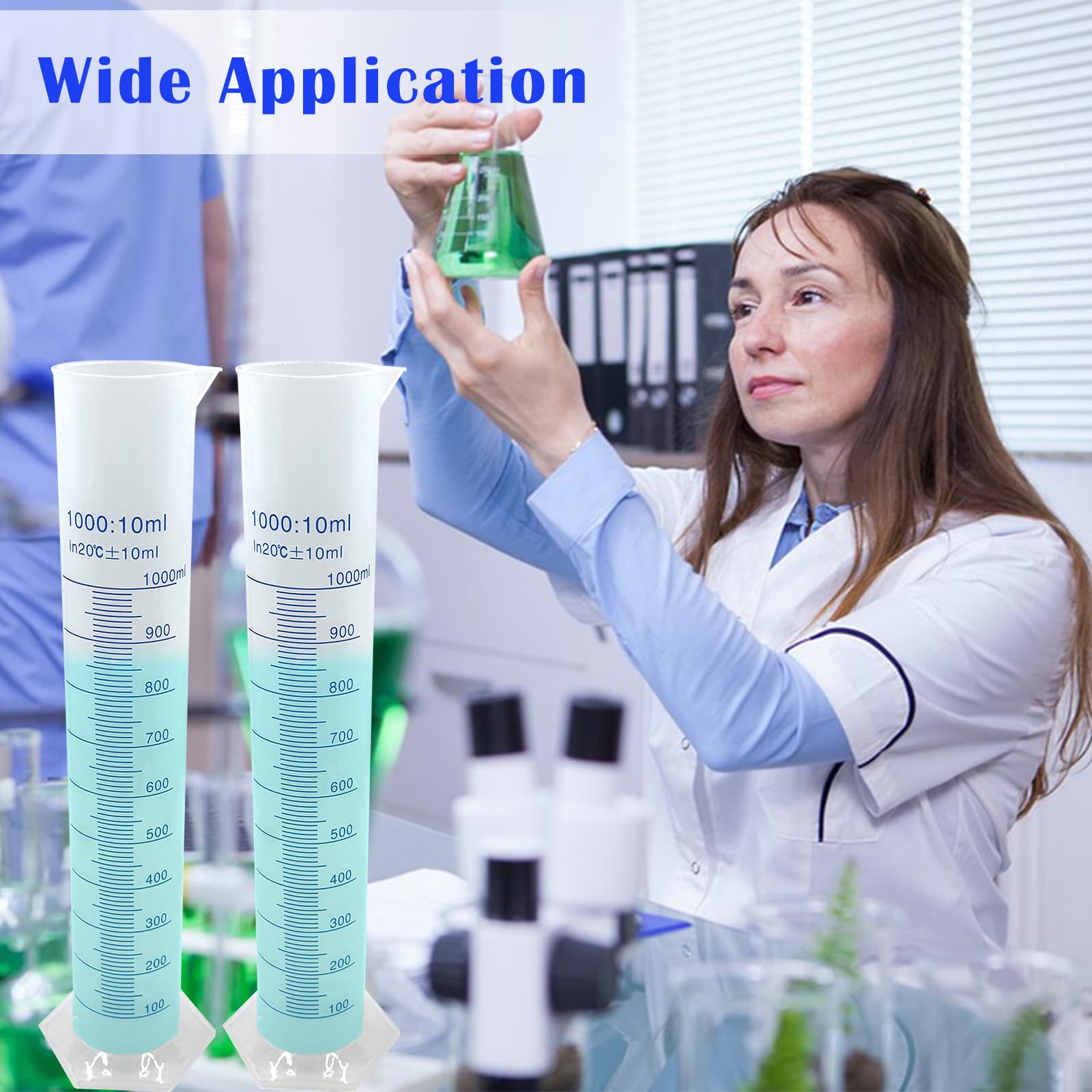 Nexboraque 4 Pack 1000ml Plastic Graduated Cylinder, Printed And Molded ...