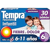 Tempra Tableta Masticable 160mg Fiebre y Dolor Sabor Uva Paracetamol ...