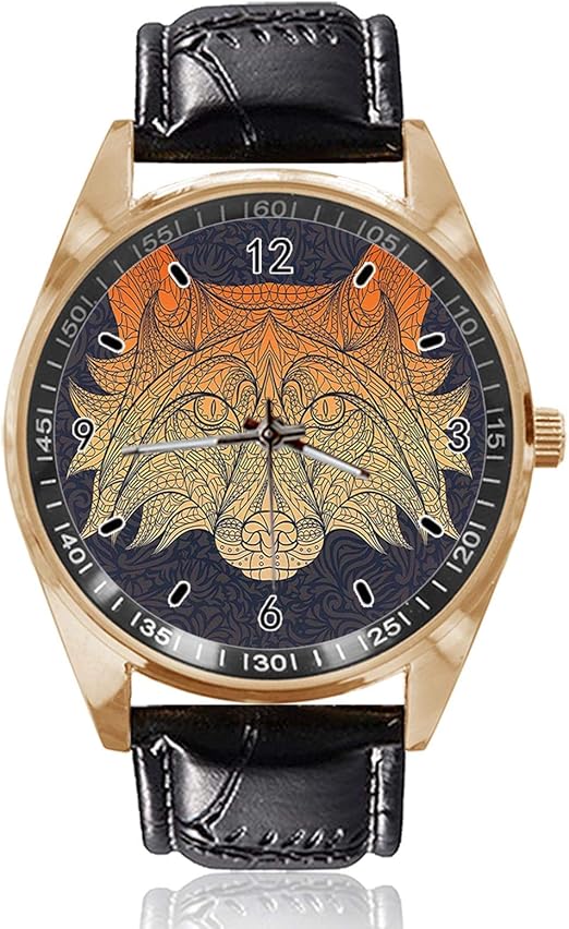 Red Fox Animal Custom Design Wrist Watch Analog Quartz Gold Dial ...