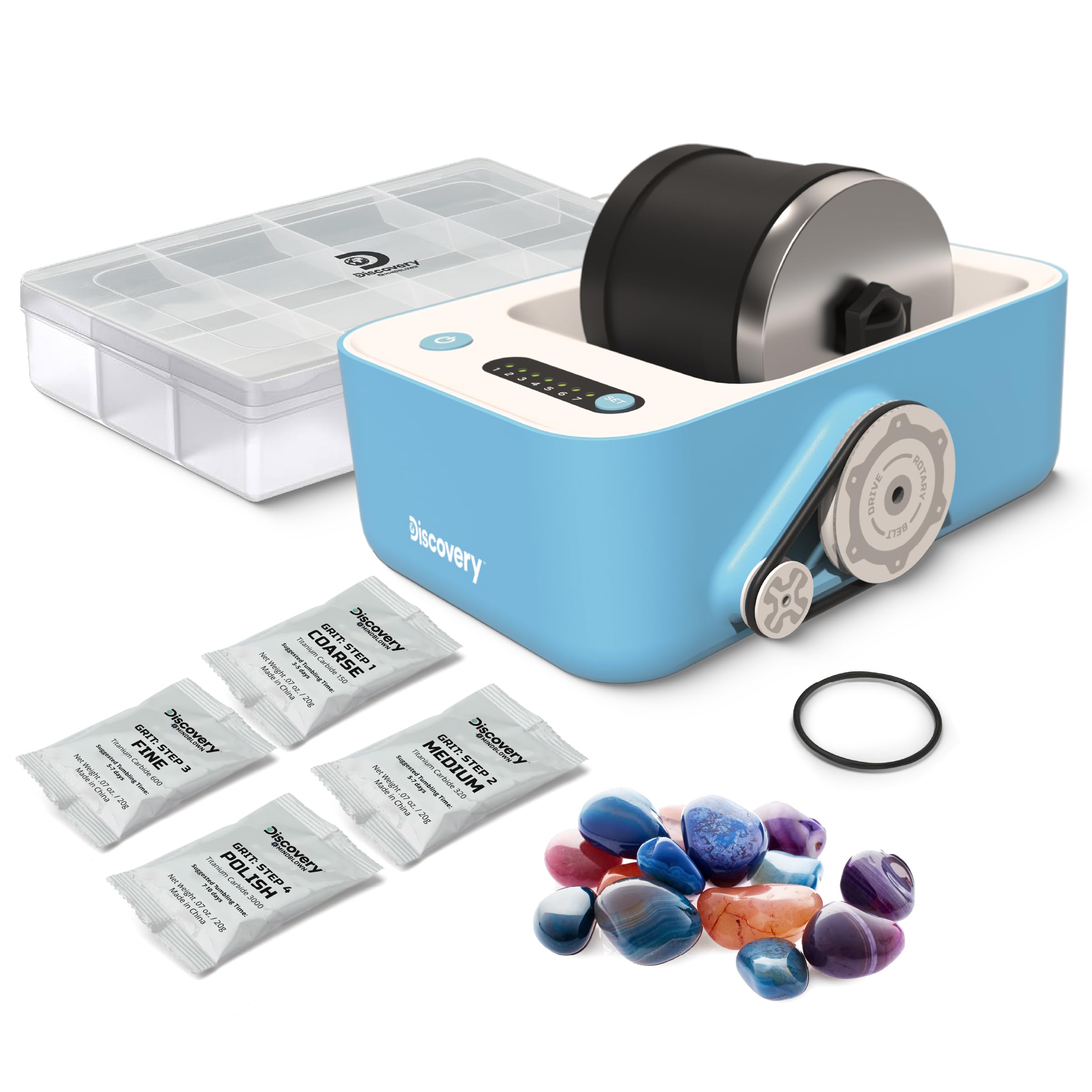 Discovery™ Rock Tumbler Deluxe Set – Stone Polishing Kit with Rocks, 4 ...