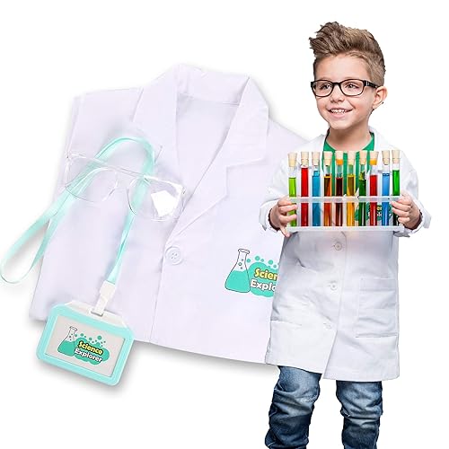 Lab Coat for Kids Scientist Costume with Goggle and Personalized ID ...