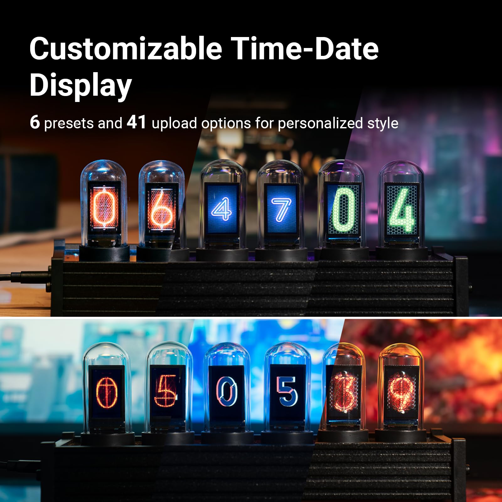 XCOOL Nixie Tube Clock, Vacuum Tube Clock In Cyberpunk Decor With Mood ...