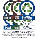 Pack di 5 Cartelli adesivi 20x30 cm raccolta differenziata per rifiuti ...