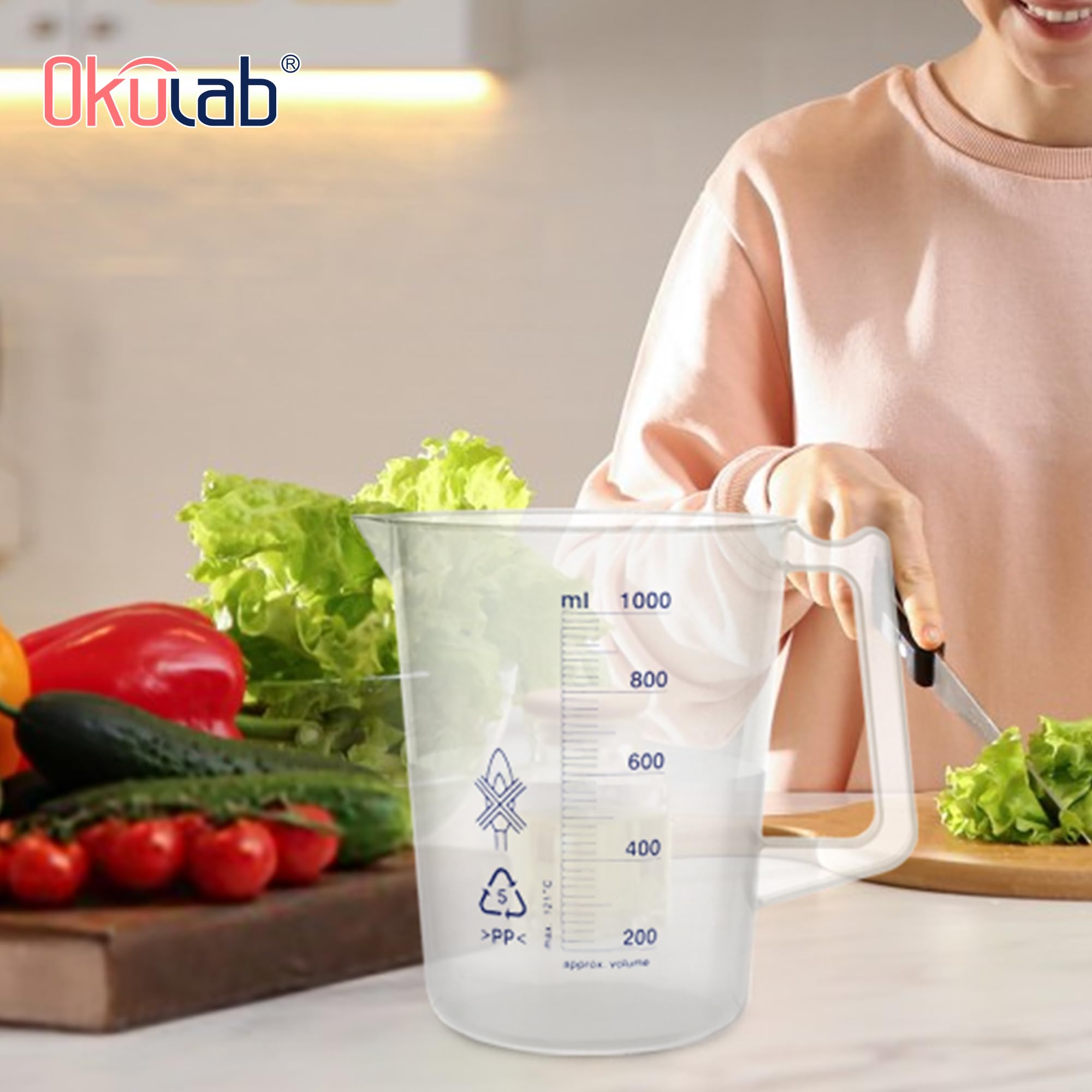 Plastic Beaker Set, Vol. 5000ml Measuring Beakers With Handle And Spout, 169oz Measure Pitcher ...