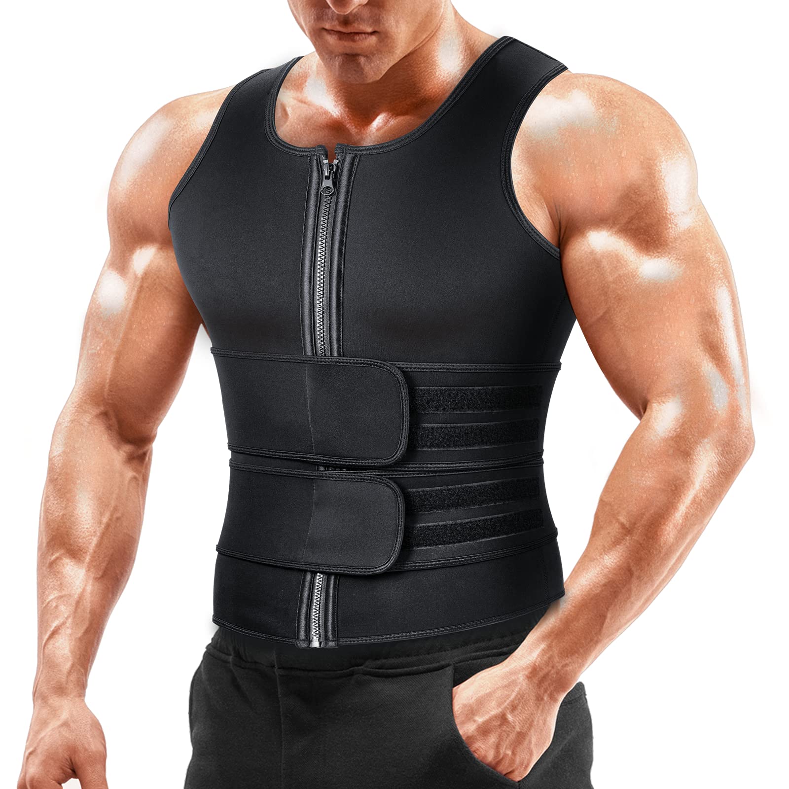 Sauna Belt Wenshiii Sauna Vest Waist Trainer For Mens Sauna Suit Double ...