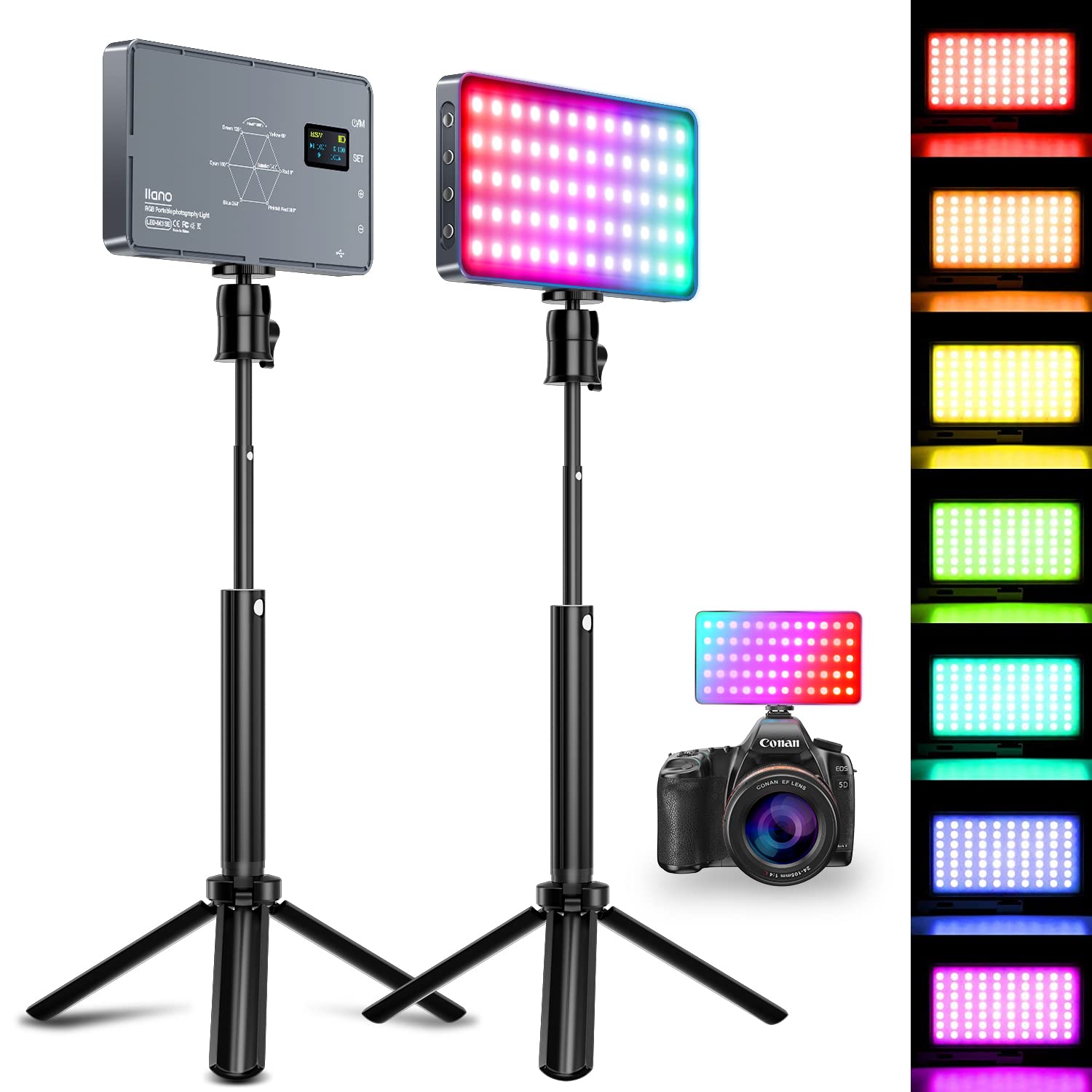llano RGB Video Light, 6500K Camera Light with Portable Tripod Stand ...