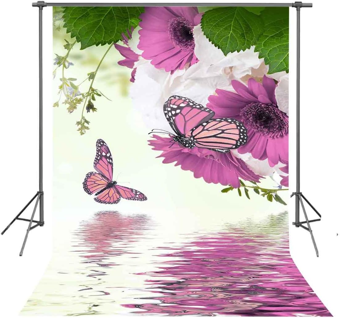 Amazon.com : FUERMOR Butterfly Background 5x7ft Purple Flower and ...