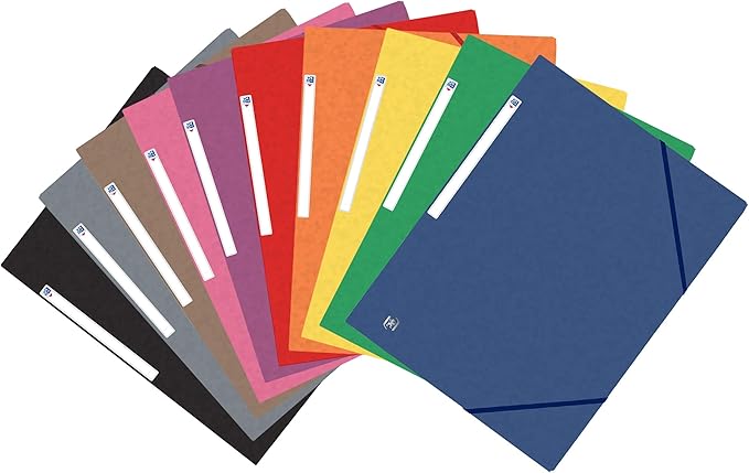 Oxford A4 Elasticated Document Wallets, Assorted Colours, Pack of 10 ...