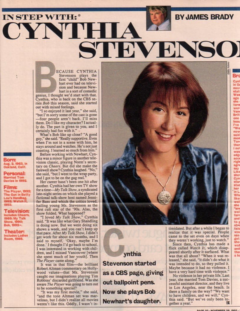 Cynthia Stevenson Magazine Photo clipping 9x11 1page Z2604 at Amazon's ...