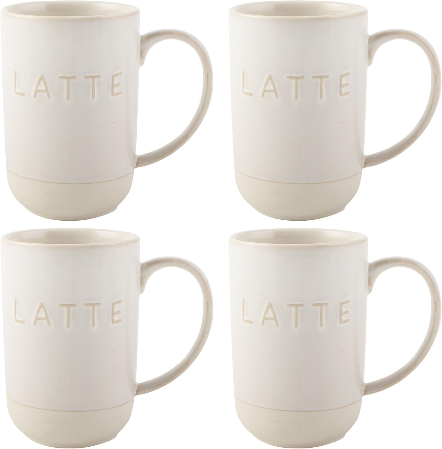La Cafetière Origins Embossed Ceramic Latte Mugs, 450 ml (Set of 4 ...