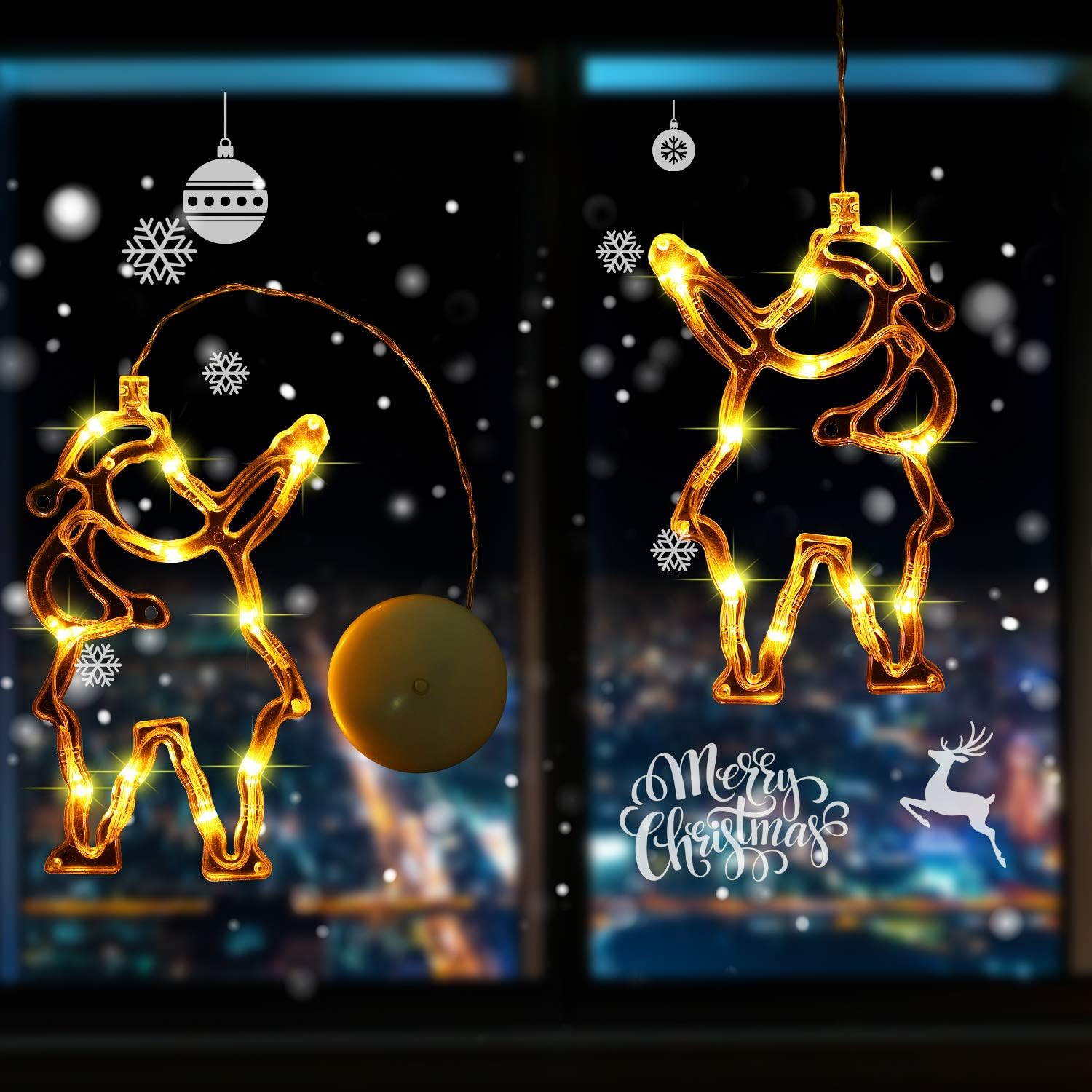 2 Pieces Christmas LED Santa Claus Lights Indoor Window Decorations ...