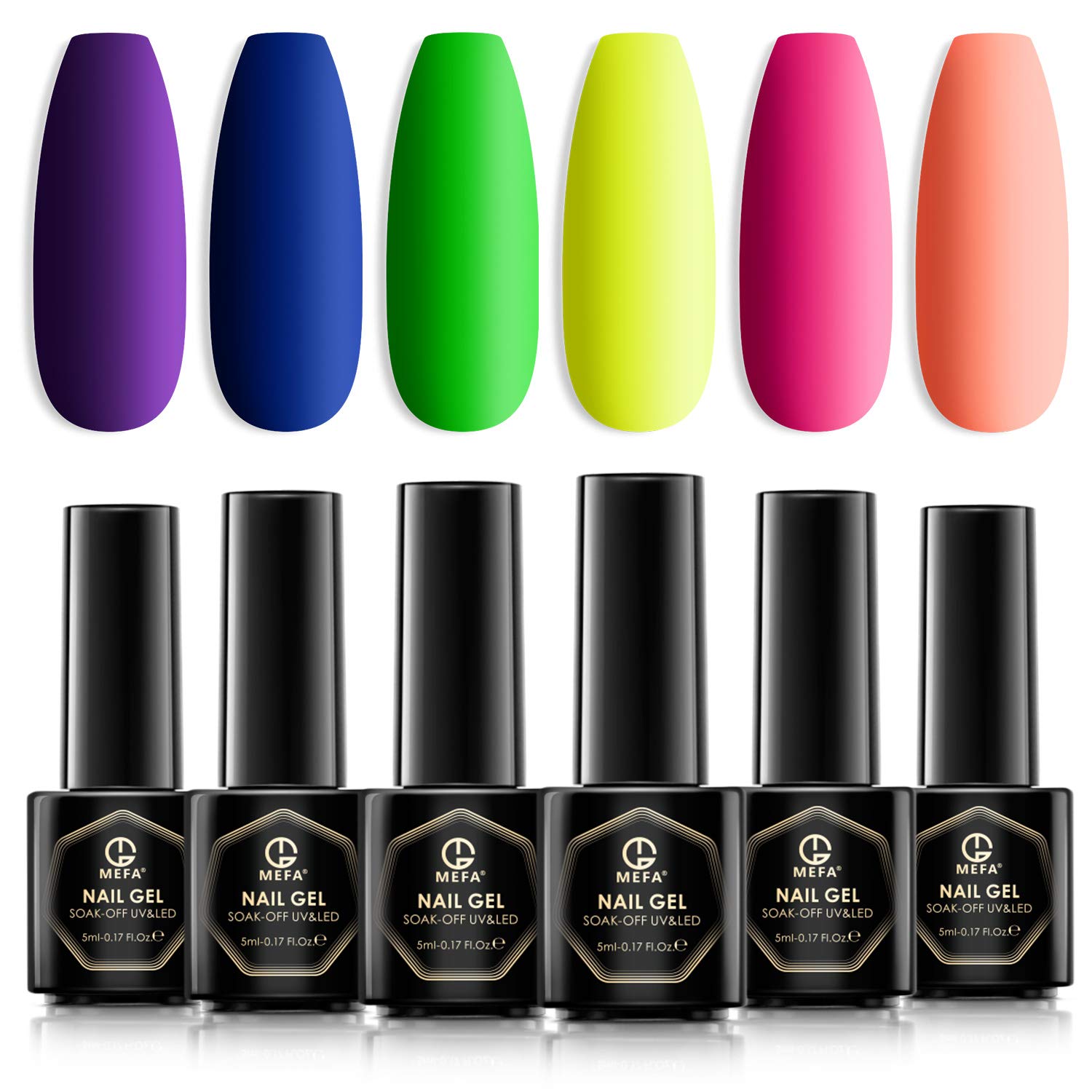 Amazon.com : MEFA Neon Gel Nail Polish Set, Summer Colors Soak Off Nail ...