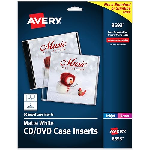 Avery Printable CD Jewel Case Inserts, Matte White, Laser & Inkjet ...
