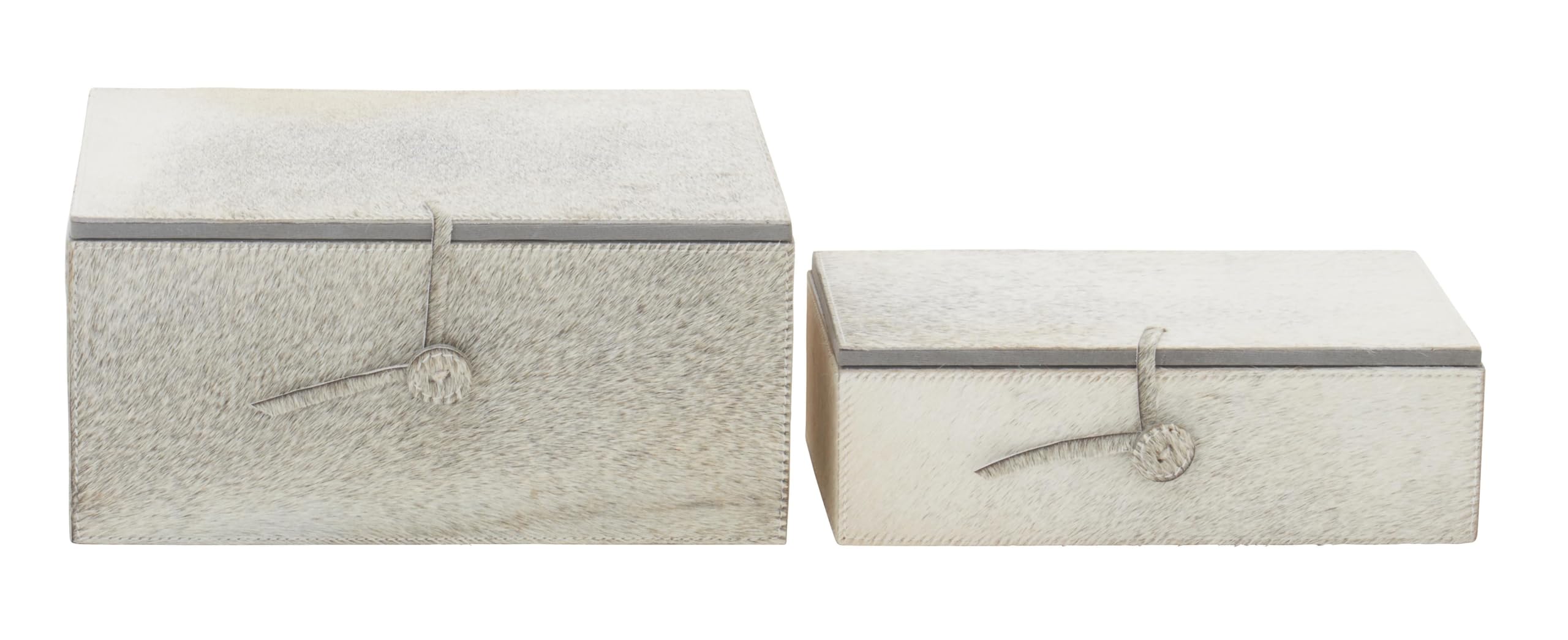 Deco 79 Leather Handmade Decorative Box Cowhide Storage Decorative ...