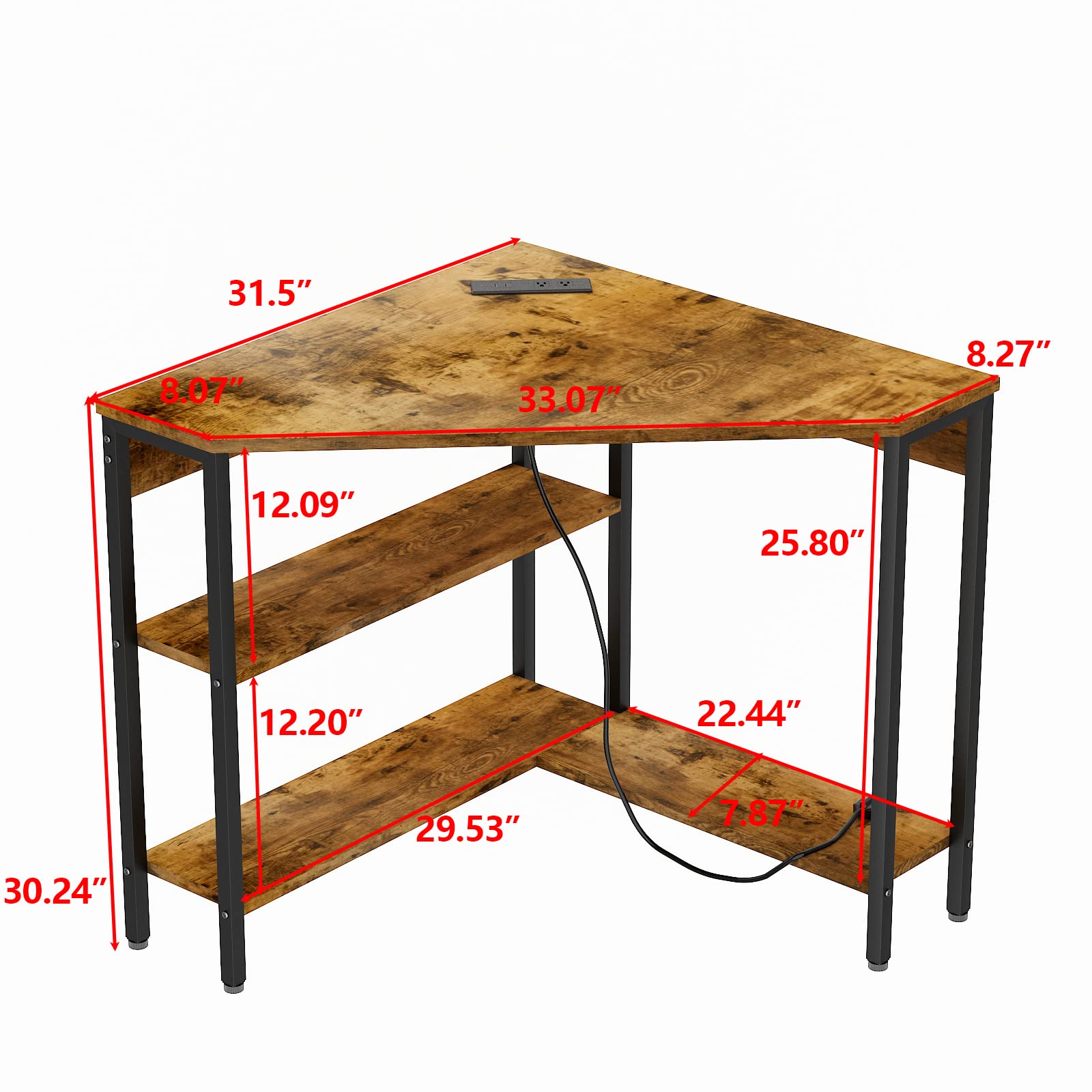 Mua Auromie Corner Desk with Outlets & USB Ports, 90 Degree Triangle ...