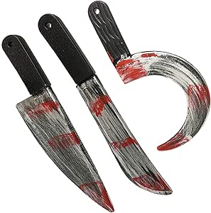 3pcs Halloween Bloody Machete Butcher Sickle Knife Prop Set - Fake ...
