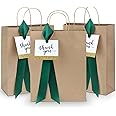 Amazon.com: Lesumoo 12 Pack Thank You Gift Bags with Dark Green Ribbons ...
