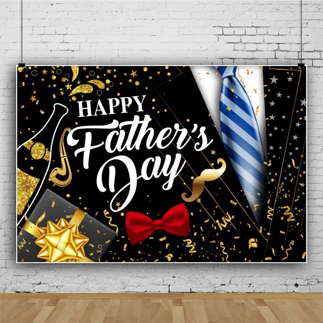 Fathers Day Backdrop 10x8ft Black and Gold Happy Father's Day Sign ...