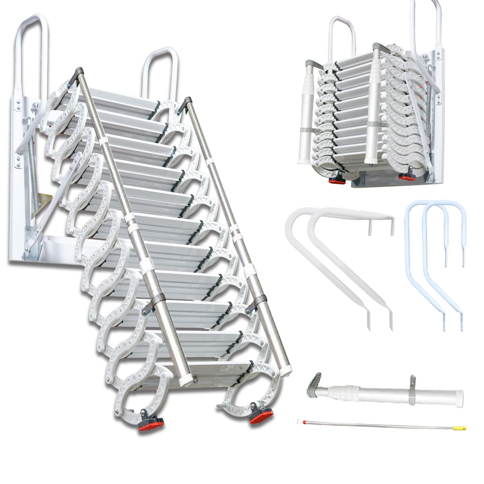 Wall-Mounted Folding Stairs for Attic, Outdoor Attic Ladder Pull Down ...