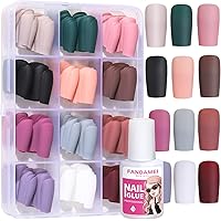 Amazon.com: Press on Nails Medium Square, FANDAMEI 12 Packs 288PCS Acrylic Matte Square Fake ...