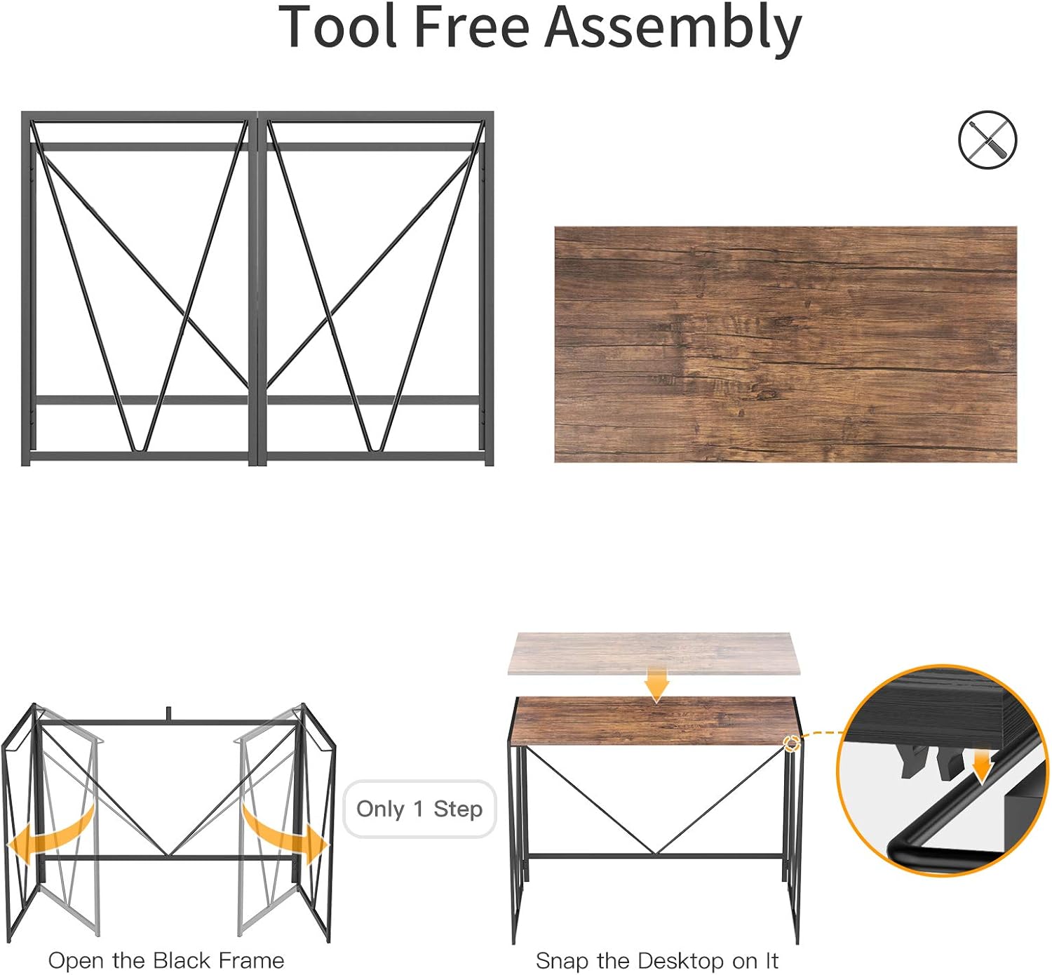 NOBLEWELL Computer Desk, No Assembly Folding Desk, Sturdy Small Laptop ...