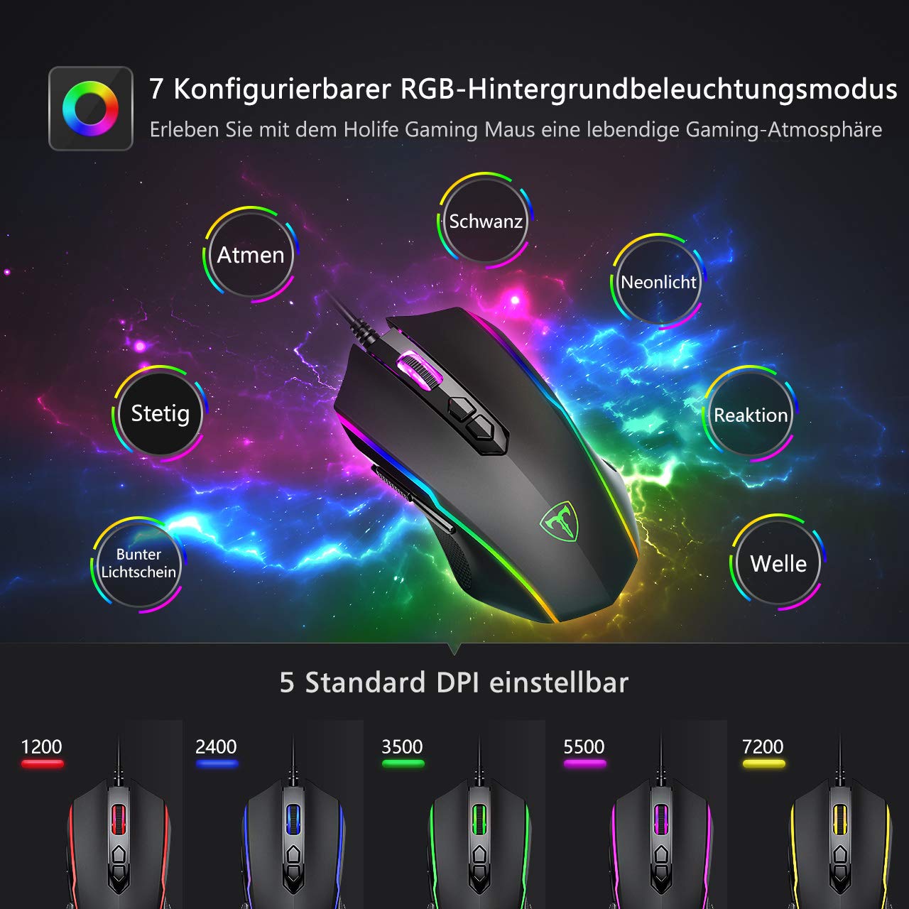 Mua Vollion RGB Gaming Mouse with 8 Programmable Buttons 7200 DPI / RGB ...