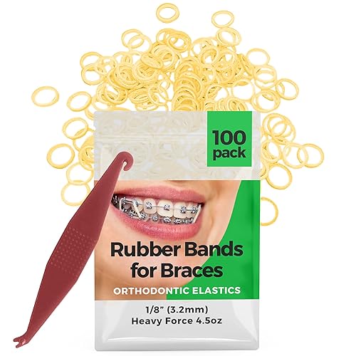 1/8 Inch Orthodontic Elastic Rubber Bands - 100 Pack, Natural, Heavy Force 4.5 oz - Dental ...
