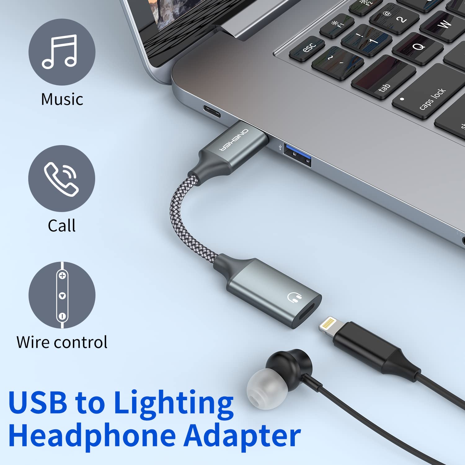 Mua USB A to Lighting Audio Adapter Cable, Nylon Braided USB Male to ...