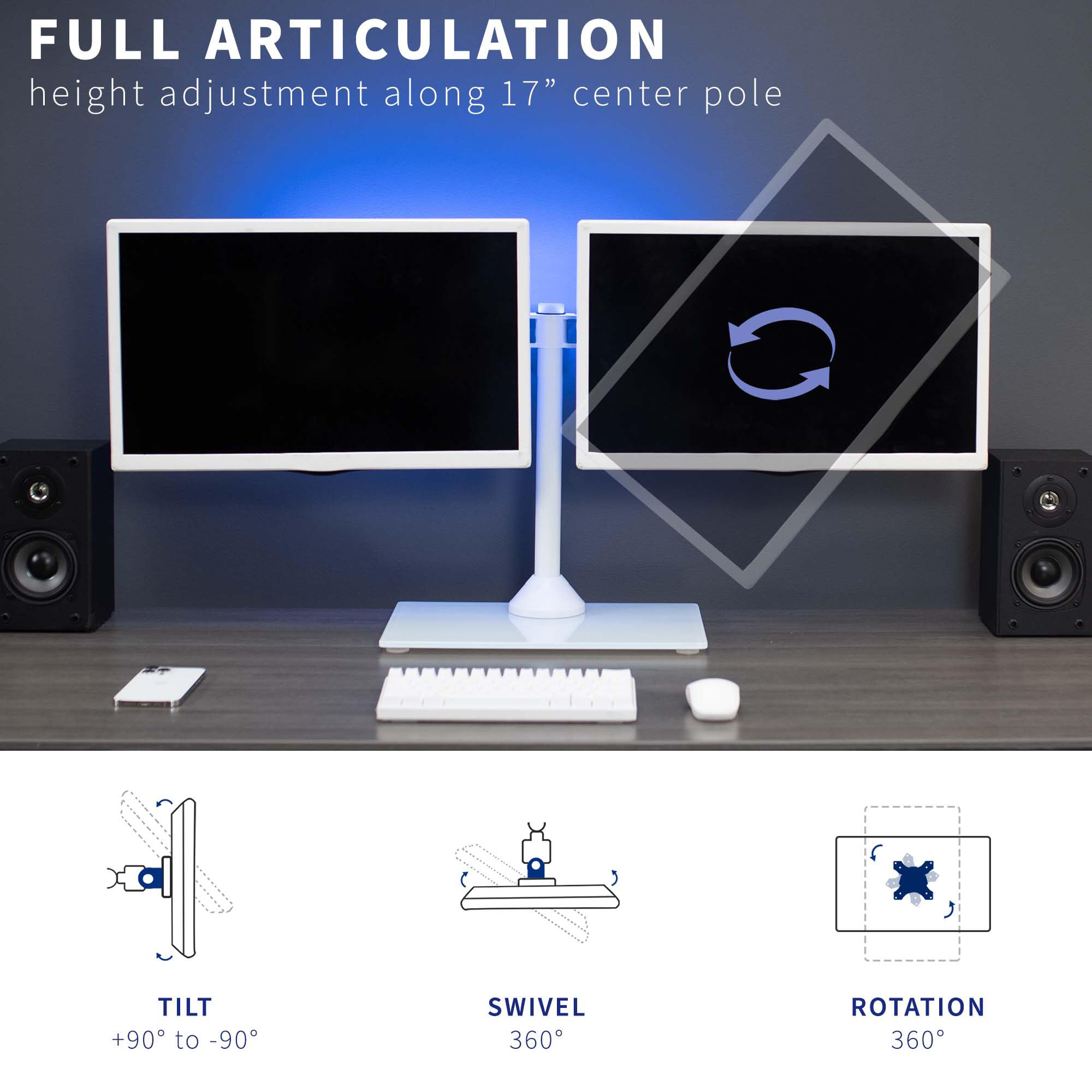 Mua VIVO Freestanding Dual Monitor Stand with Sleek Glass Base and ...