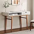 Amazon.com: Longcoam Design White Computer Desk with Drawers - 45 inch ...