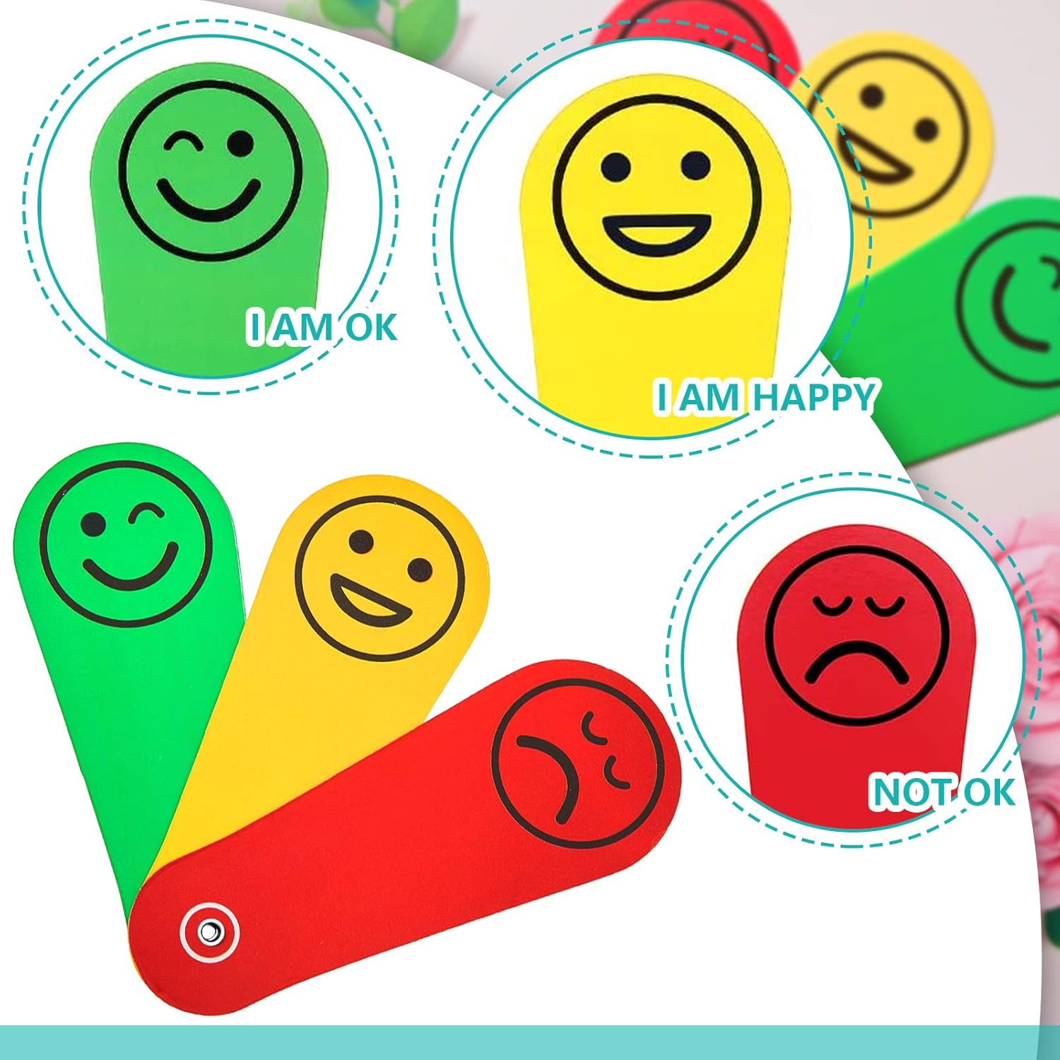 Jetec 3 Pieces Feeling Emotion Fans Traffic Light Fan Portable Emotion ...