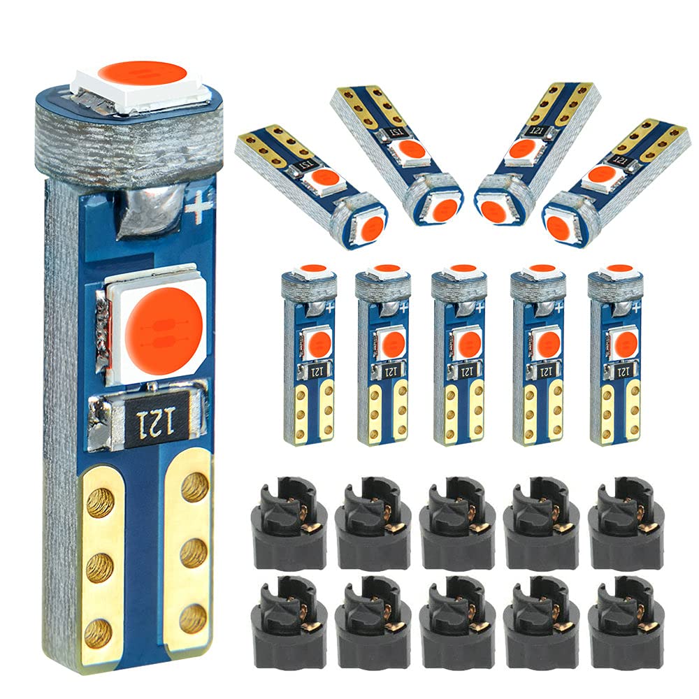 Mua Red T5 37 74 LED Bulb with Twist Lock Socket PC74 PC37 Dashboard ...