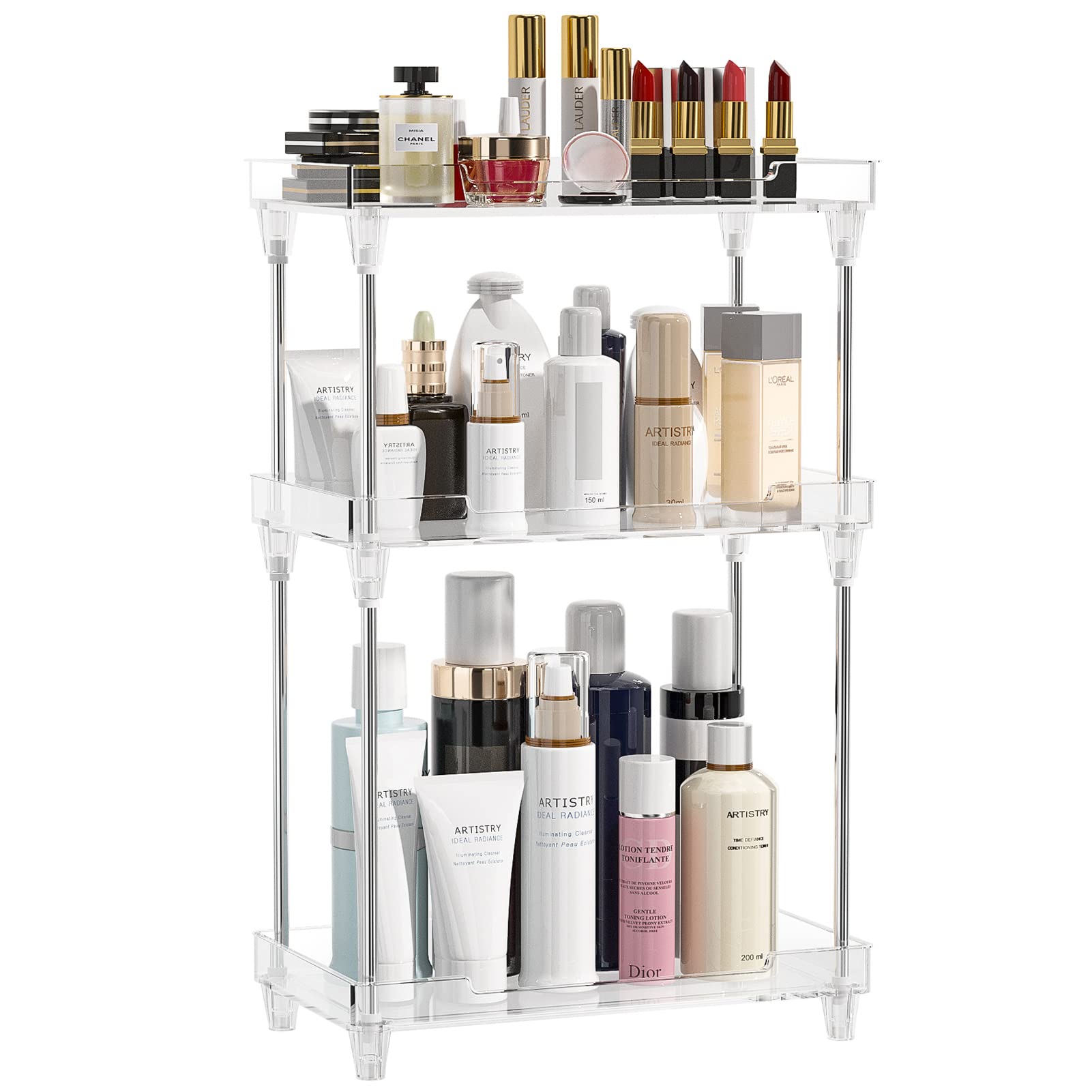 YIEZI Multi-Functional Plastic Shelf, 3-Tier, Anti-Slip, Easy Assembly ...