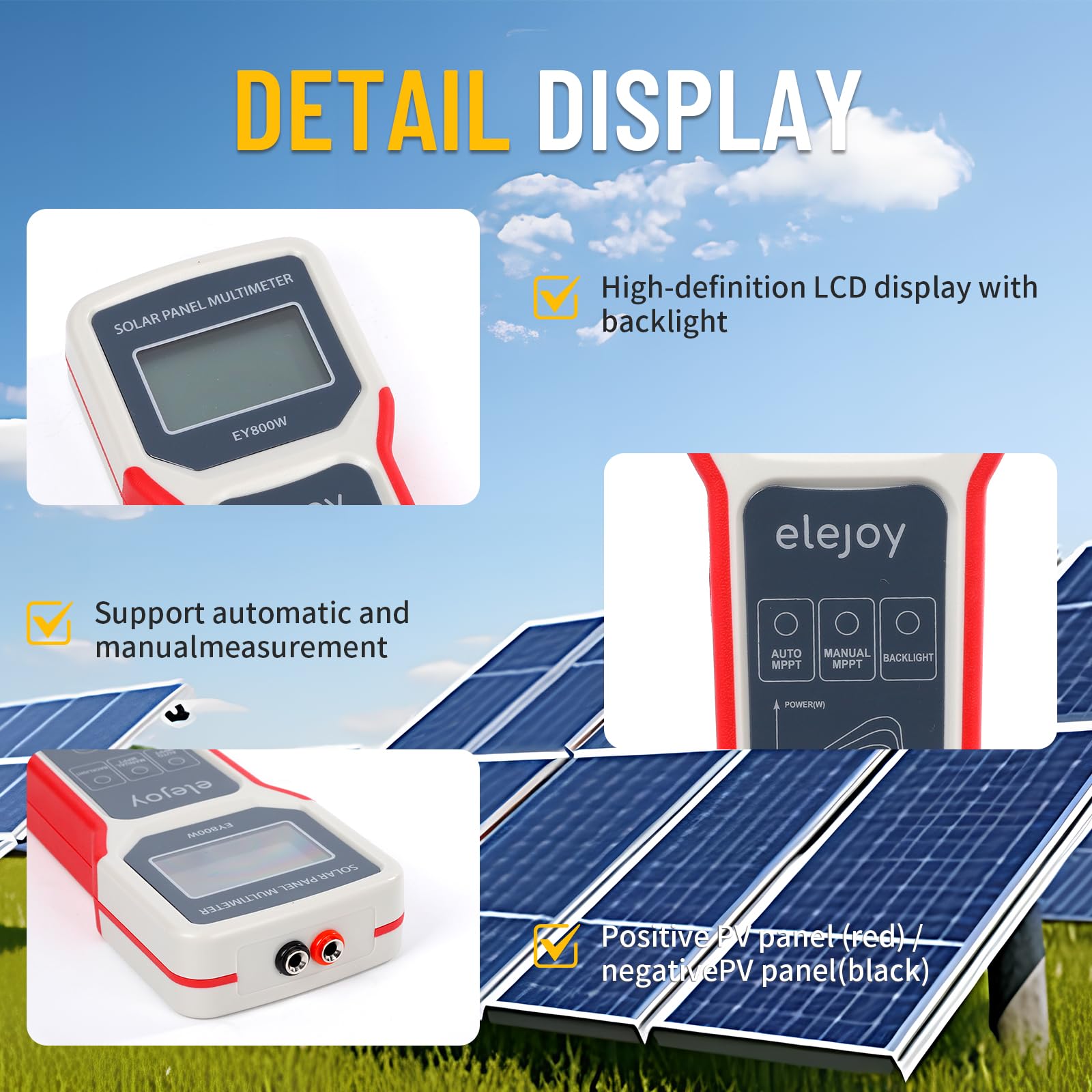 Mua ELEJOY 800W Solar Panel Tester, Digital PV Multimeter with Smart ...