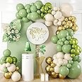 Amazon.com: Sage Green Gold White Balloon Arch Garland Kit Metallic Lime Green Balloons Garland ...